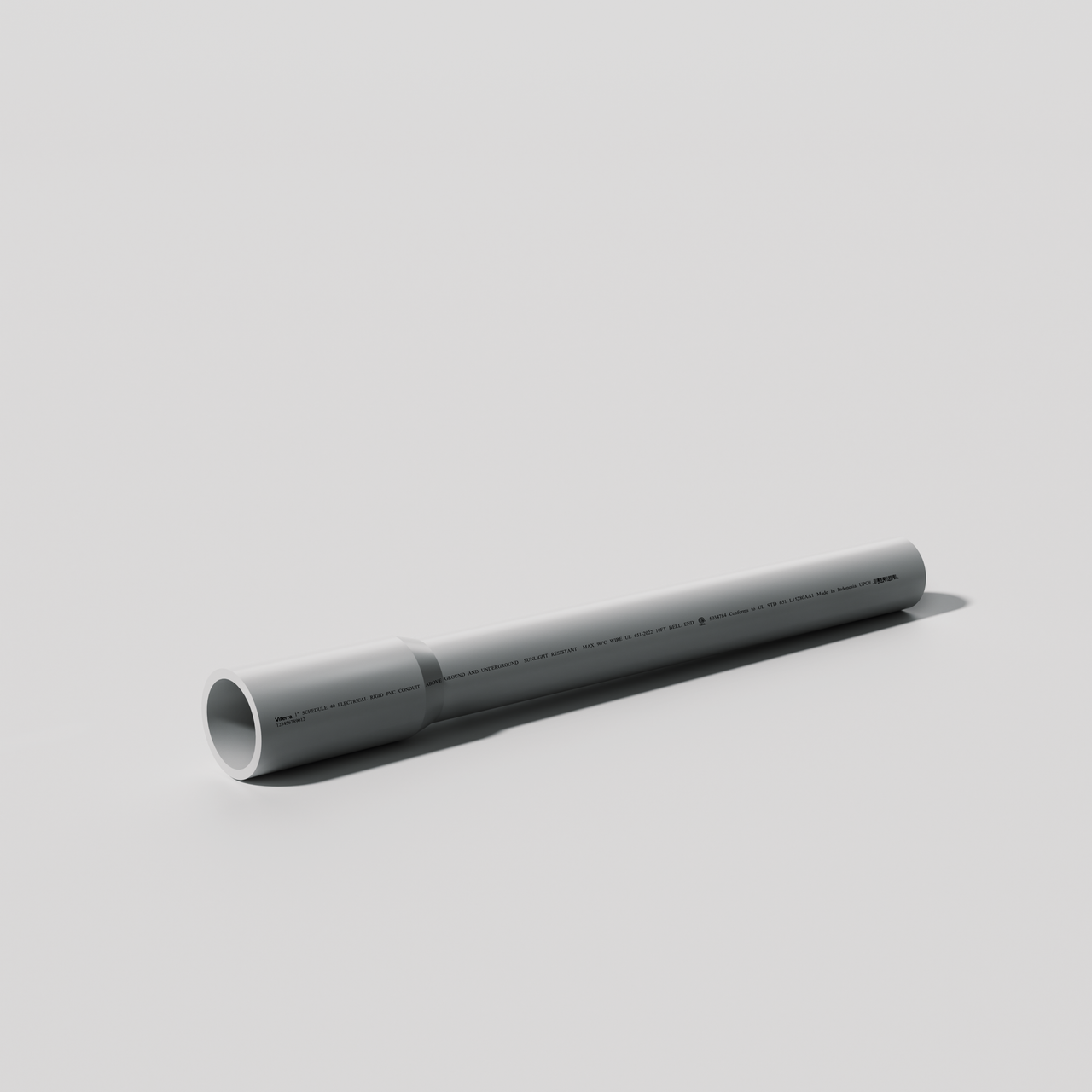 1 in. x 10 ft. PVC Schedule 40 Gray Conduit Pipe - Bell End - Viterra ...