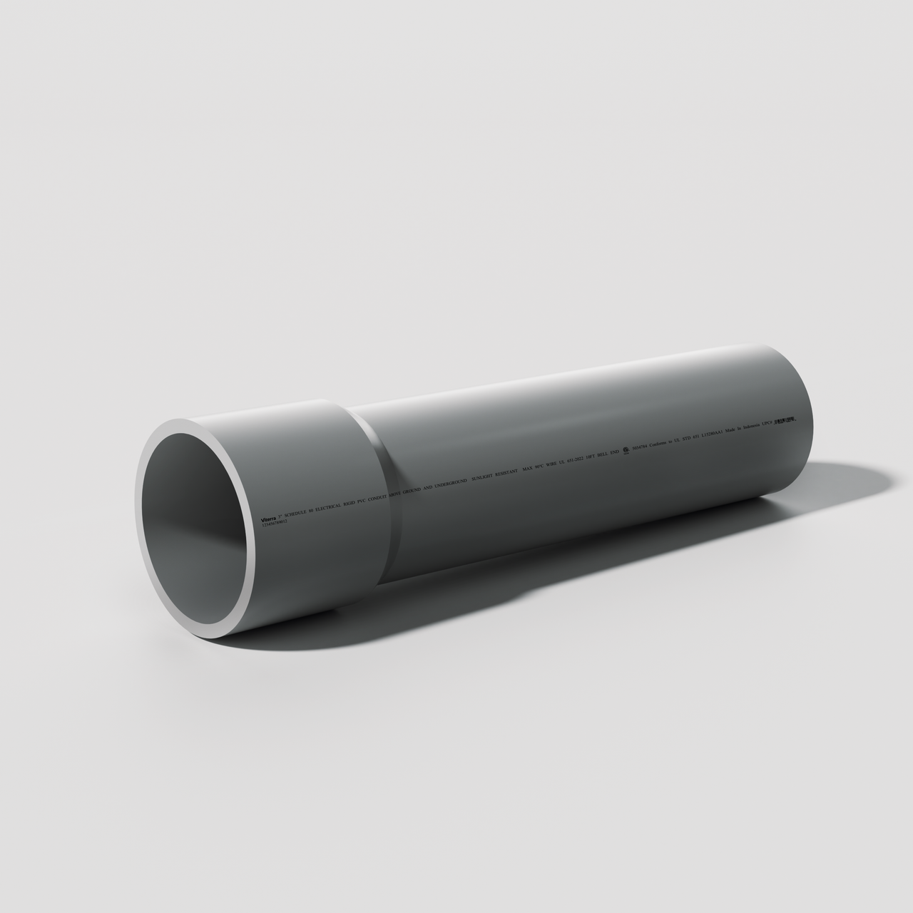 3 in. x 10 ft. PVC Schedule 80 Gray Conduit Pipe - Bell End - Viterra ...