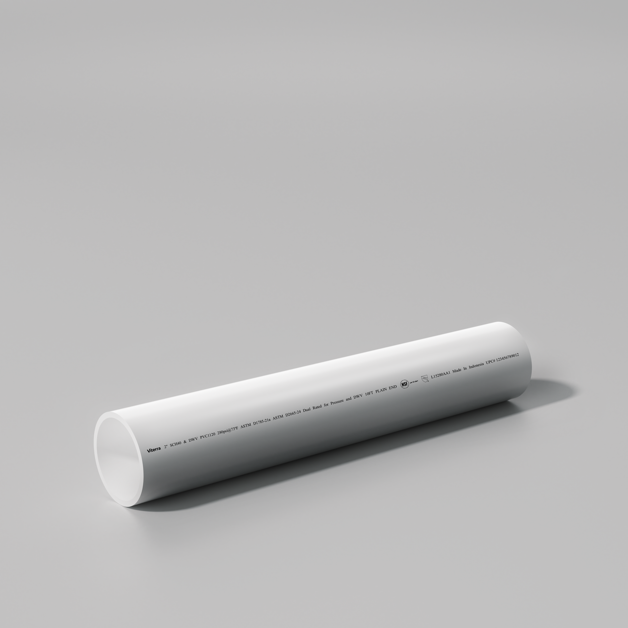 2 in. x 10 ft. PVC Schedule 40 DWV Pressure Pipe - Plain End - Viterra ...