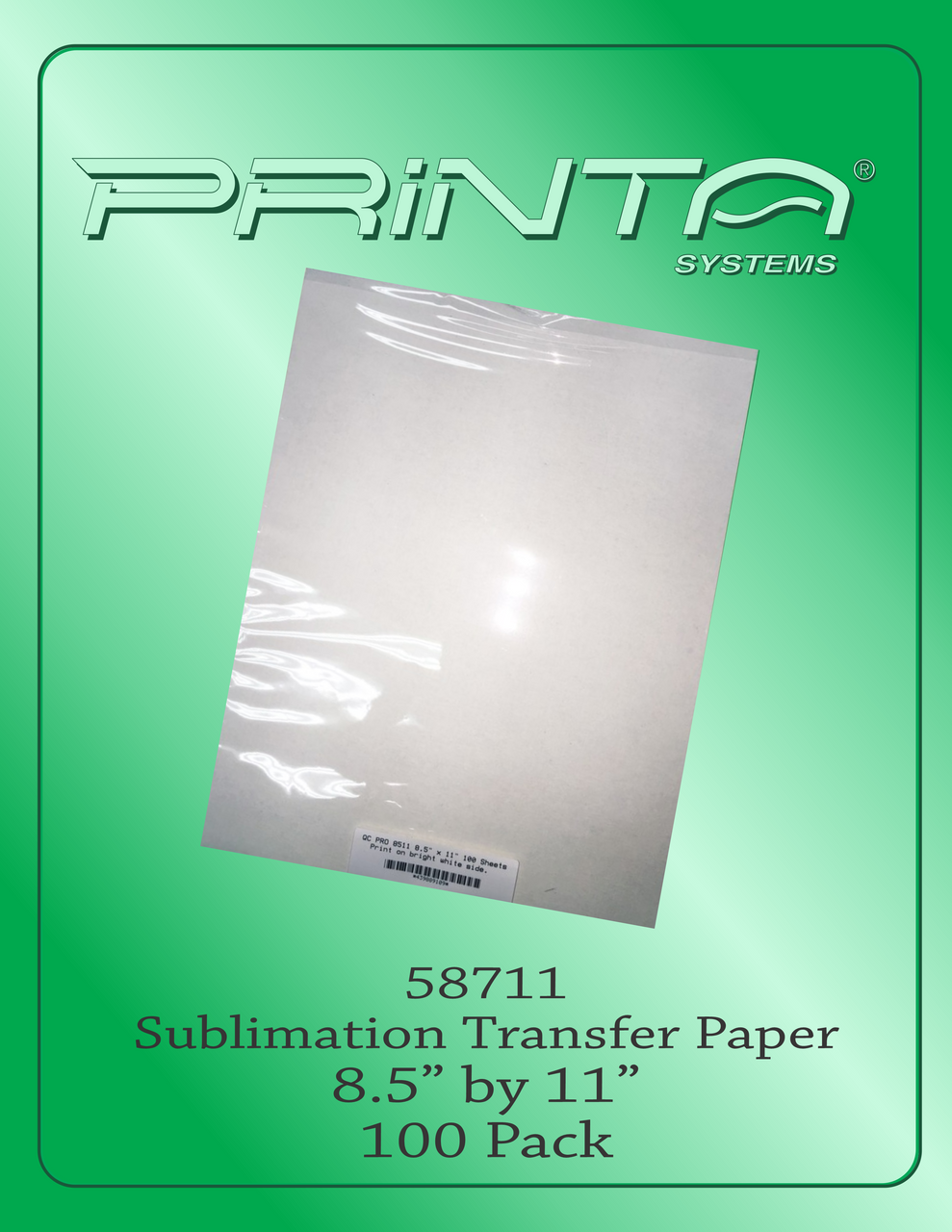 SUBLIMATION TRANSFER PAPER, 8.5" x 11"