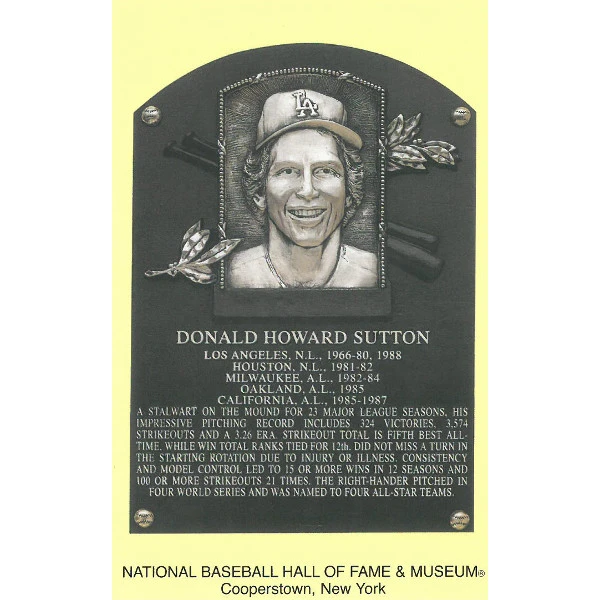 Don Sutton Baseball Hall of Fame Plaque Postcard