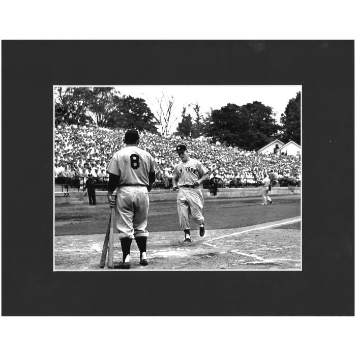 Matted 8x10 Photo- Mickey Mantle & Yogi Berra 1954 Hall of Fame Game