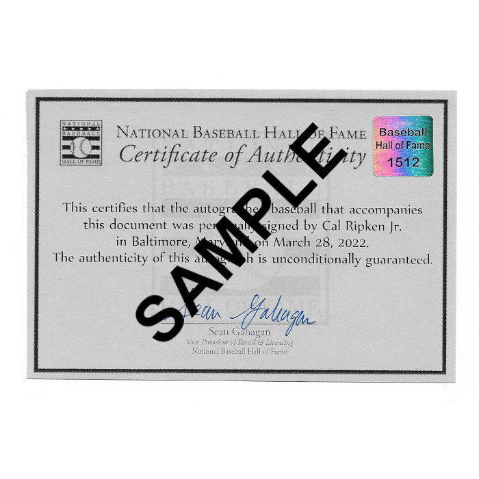 Cal Ripken Jr. Autographed Hall of Fame Logo Baseball with Case (HOF ...