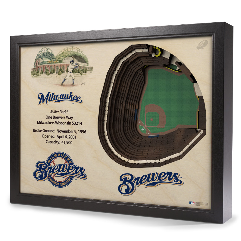 Milwaukee Brewers 25 Layer 25 X 19 Stadiumviews 3d Wall Art
