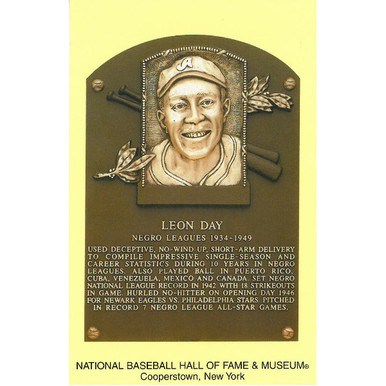 Leon Day Baseball Hall of Fame Plaque Postcard