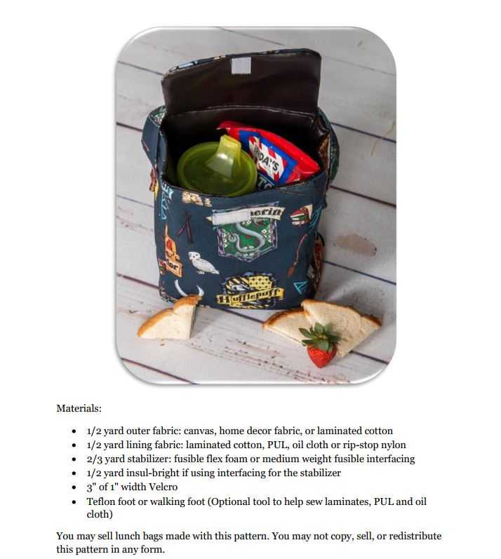 Grab n' Go Lunch Bag Pattern | PDF Sewing Pattern