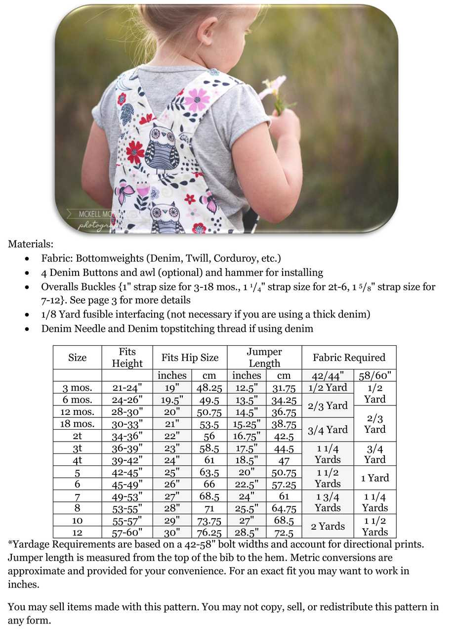Oopsy Daisy Overall Jumper Pattern | PDF Sewing Pattern