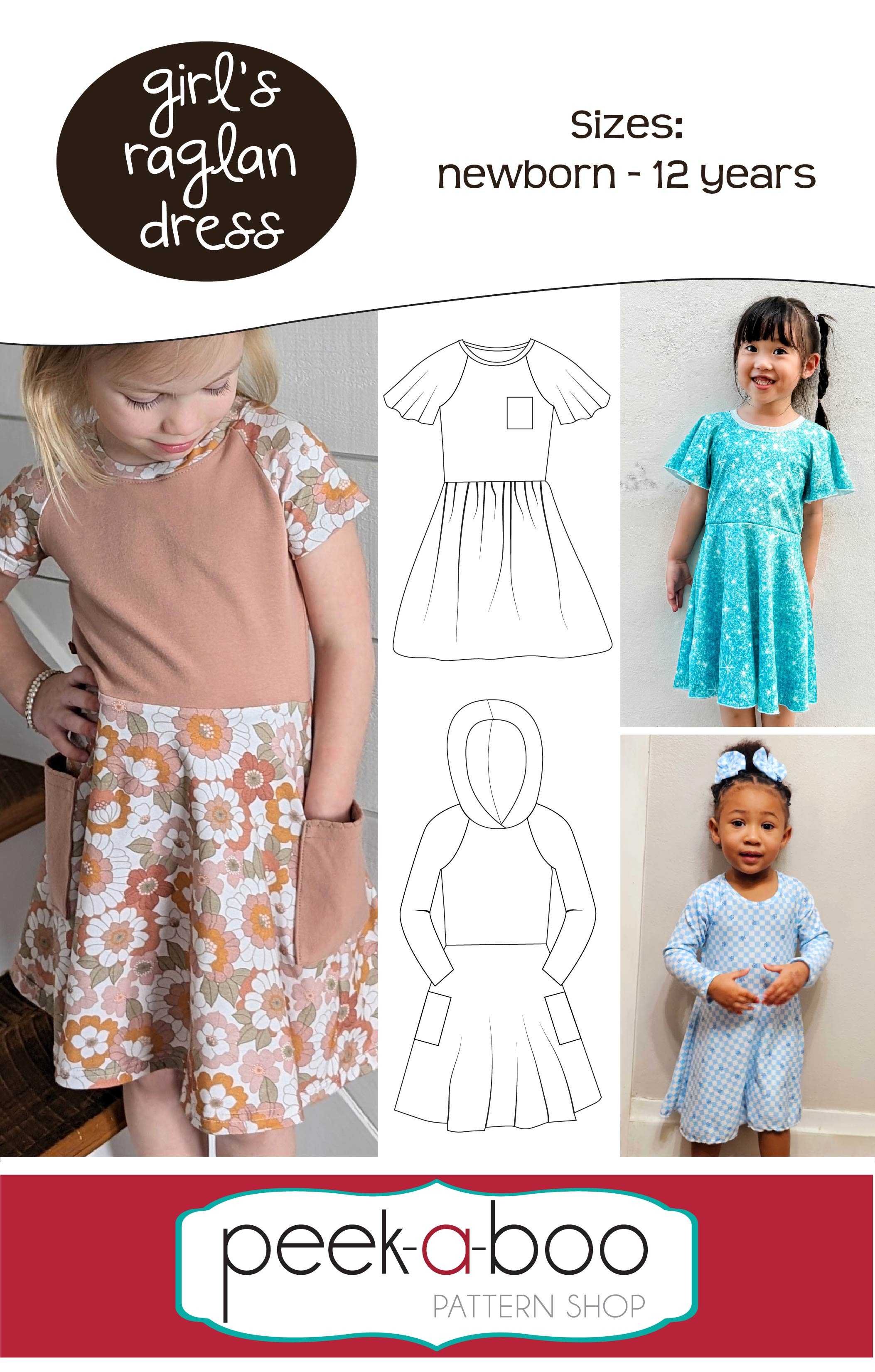 Girl's Raglan Dress Pattern - Peek-a-Boo Pattern Shop