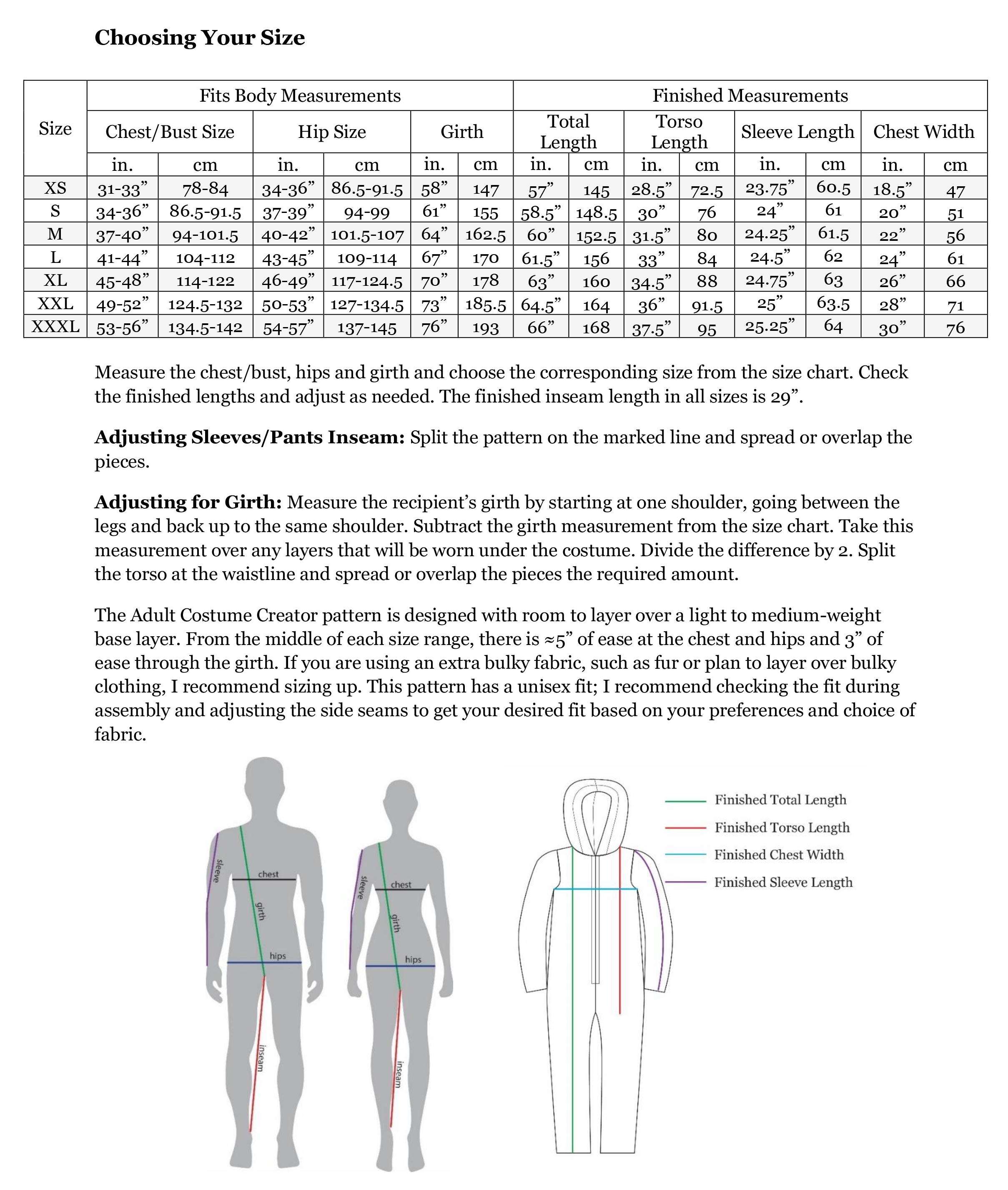 Adult Costume Creator Pattern - Peek-a-Boo Pattern Shop