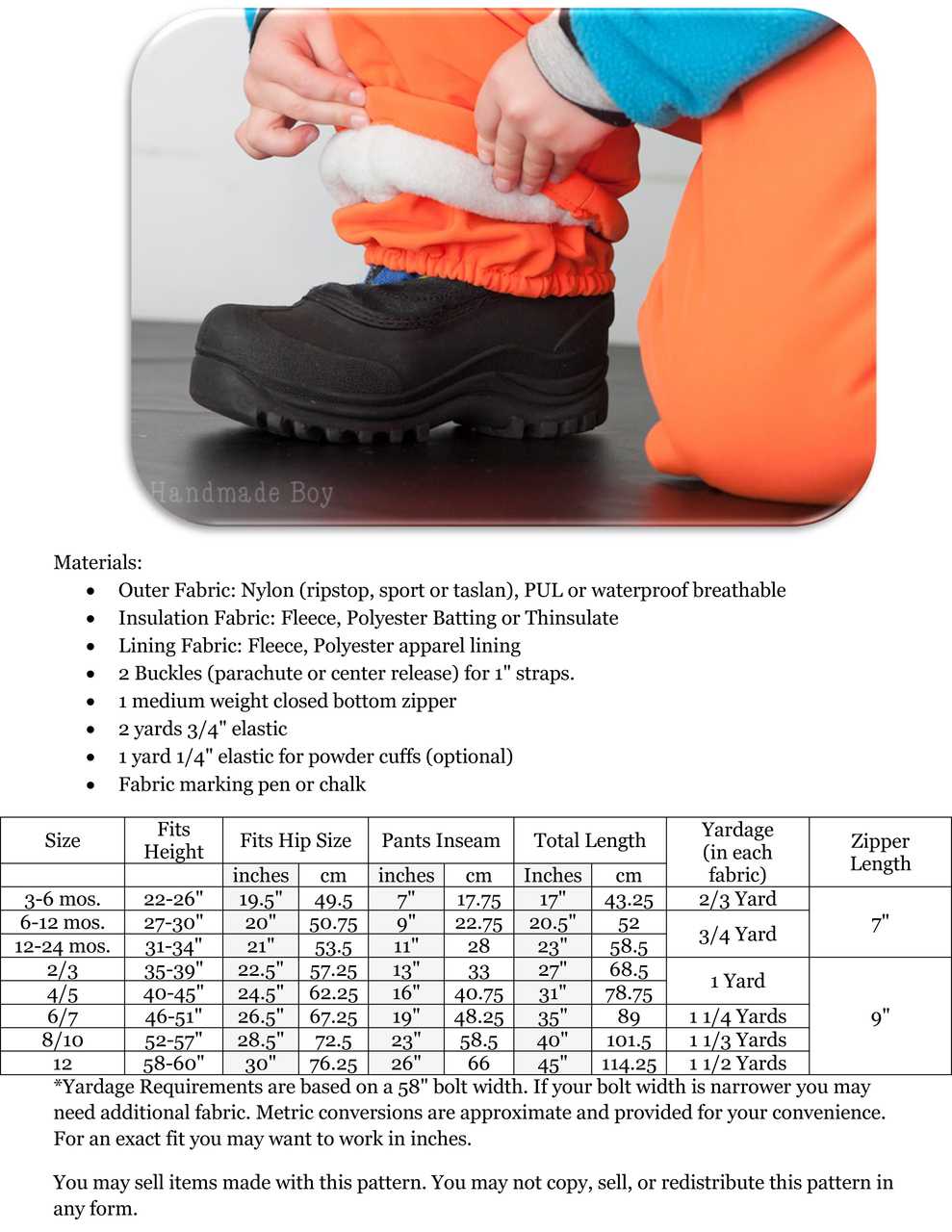 Blizzard Buddy Snow Pants Pattern | PDF Sewing Pattern