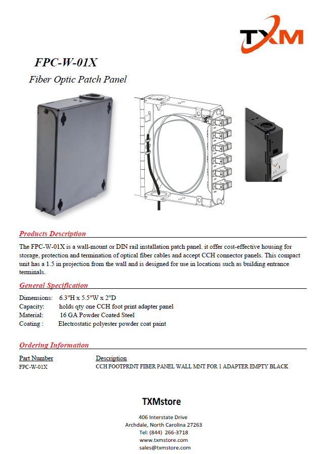FPCW01X Wall Mount Compact Enclosure, Accepts CCH Type Inserts - Single ...