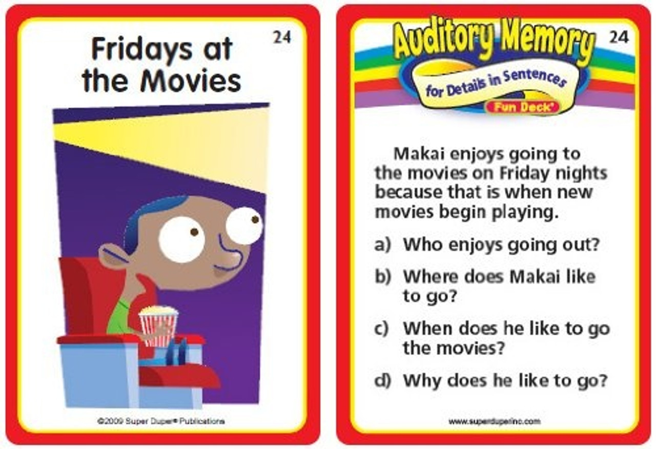 Auditory Memory For Short Stories Fun Deck Buy Auditory Memory For