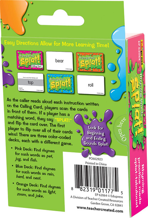 Rhyming Words Splat Game - Buy Rhyming Words Splat Game Online in Australia