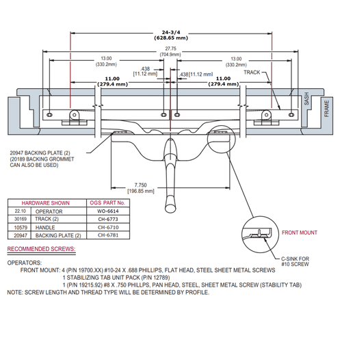 Truth 22.10 Pivot Shoe 24-3/4"" | Awning Window Operators | OGS