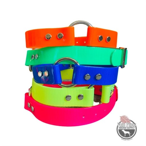 1" Wide RIC Day-Glo Collar with Nameplate - Red Fern Hound Supply