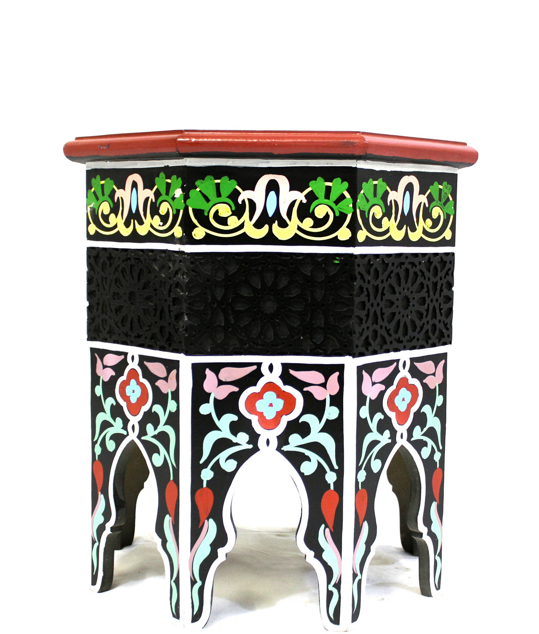 Moroccan Carved and Painted Side Table