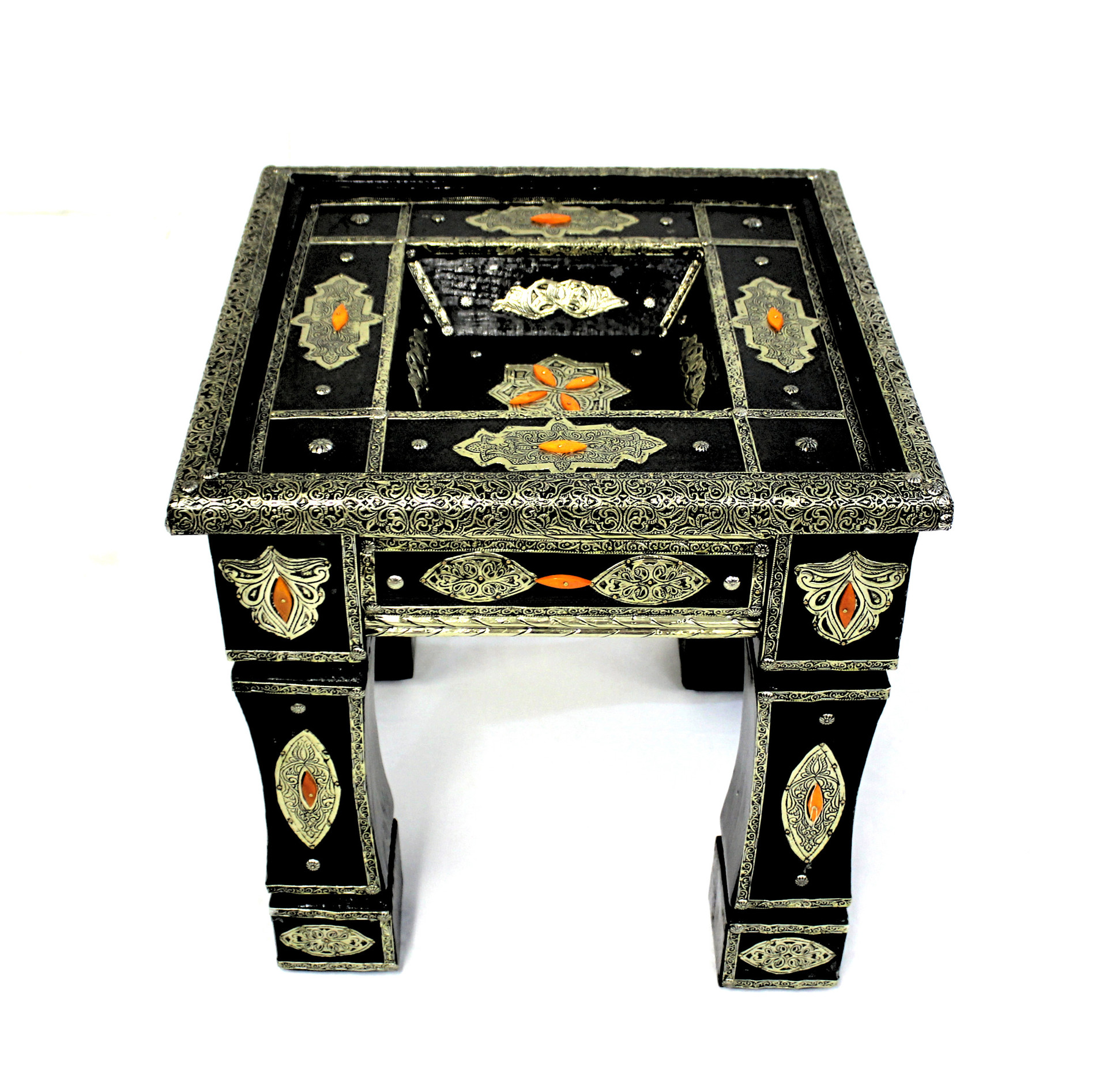 Moroccan Side Table with Bone Inlay