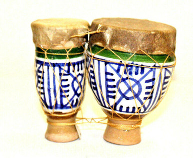 Miniature Moroccan Clay Bongos