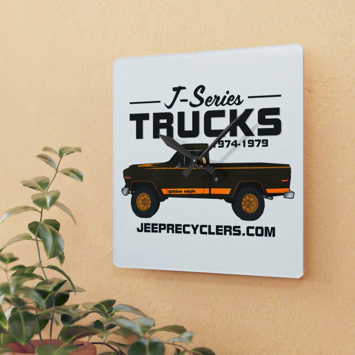 Custom Acrylic Wall Clock with Classic Golden Eagle J-Series Jeep Truck ...