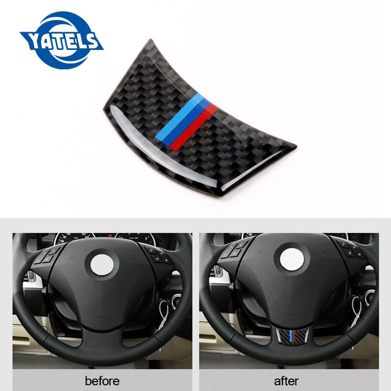 Buy Carbon Fiber Steering Wheel Sticker M stripe Emblem 3D Car Sticker ...