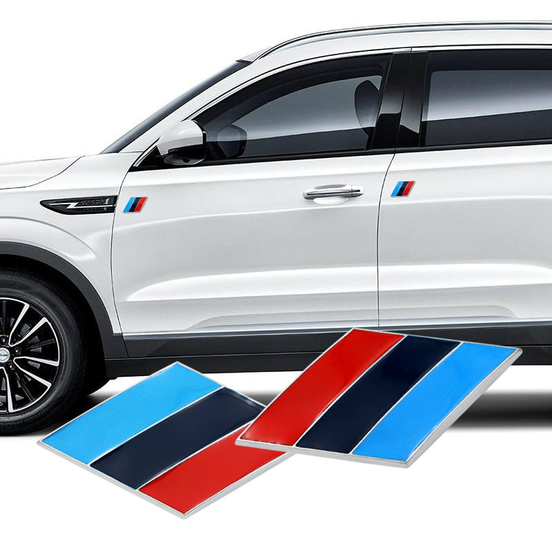 2pcs metal Car M Power Emblem Badge Fender Sticker For BMW - BenzinOOautos