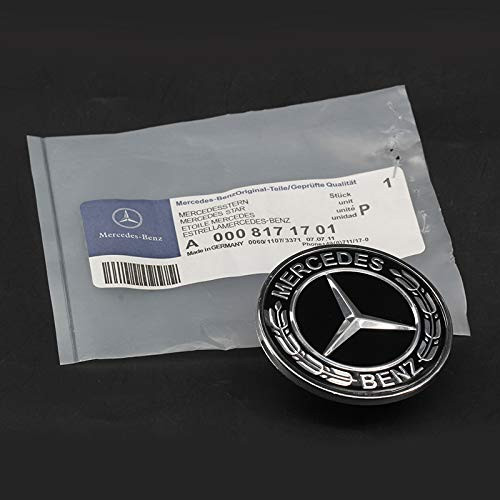 Buy Flat Hood Emblem Ornament Logo Black 57MM for Mercedes Benz C E SL ...
