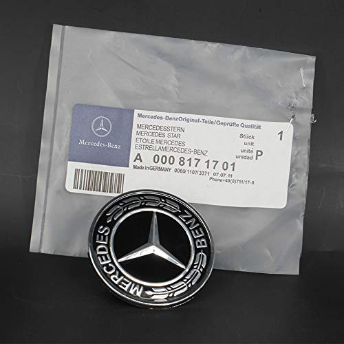 Buy Flat Hood Emblem Ornament Logo Black 57MM for Mercedes Benz C E SL ...