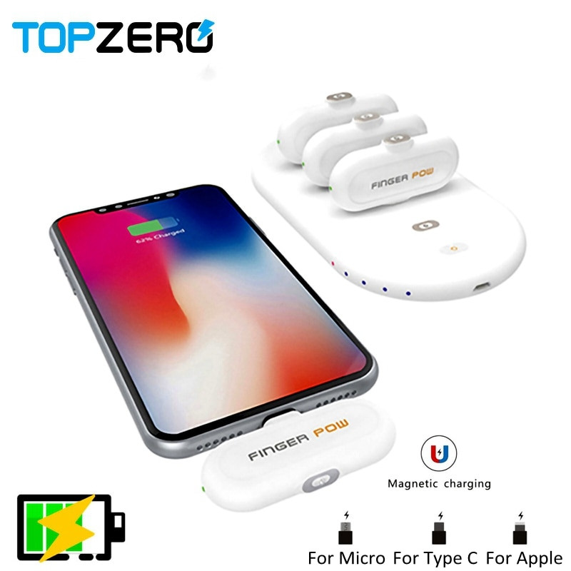 Finger pow Mini Magnetic Fingerpow Charging Power Bank Emergency Mobile ...