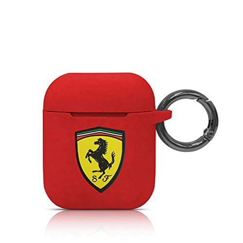 Scuderia Ferrari Silicone Case Cover with Ring for Airpods 1/2 - Red