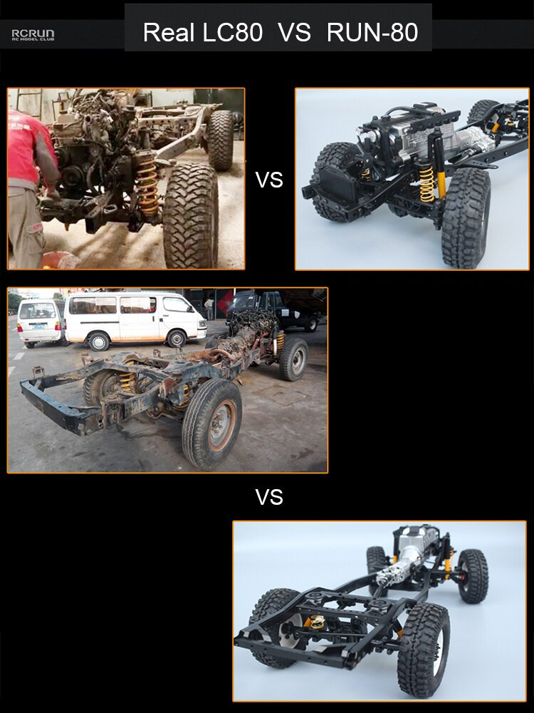 Rcrun Ultra Realism Scale Lc80 Metal Chassis Frame Builders Kit Adjustable Wheelbase For 1/10 Rc ...