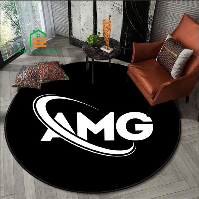 3D Printing AMG Logo Flannel Round Rug for Bedroom Non slip Carpets for ...