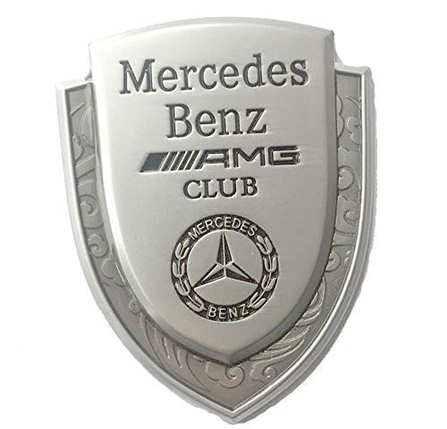 Silver AMG Club Logo Car Side Emblem Alloy Stickers Decal Symbol Fits ...