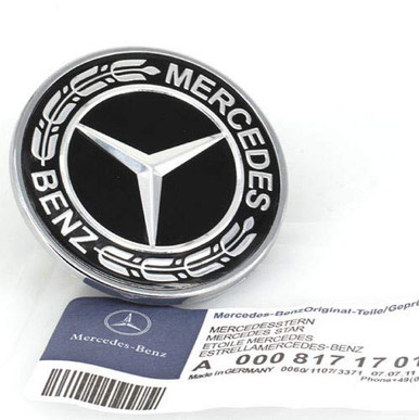 Buy Flat Hood Emblem Ornament Logo Black 57MM for Mercedes Benz C E SL ...