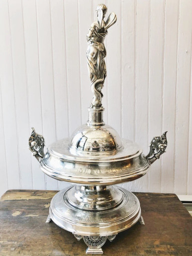 Massive 1887 Sculptural Silver Bowl Presented by NYC Broadway Theatre ...