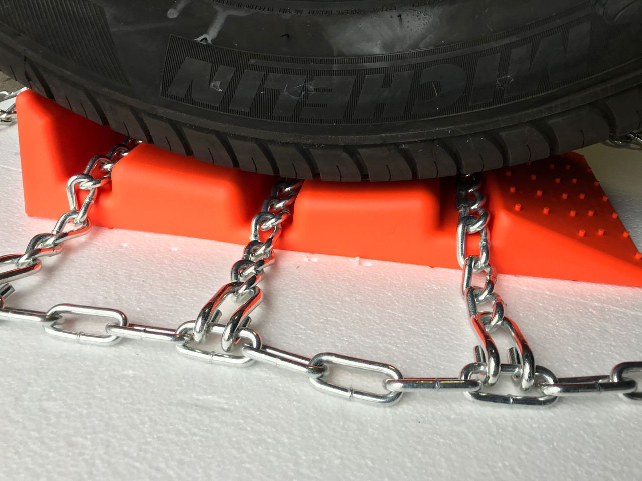 Tire Chains Ramps - Sno-Chain Ramps . Safety Orange Color