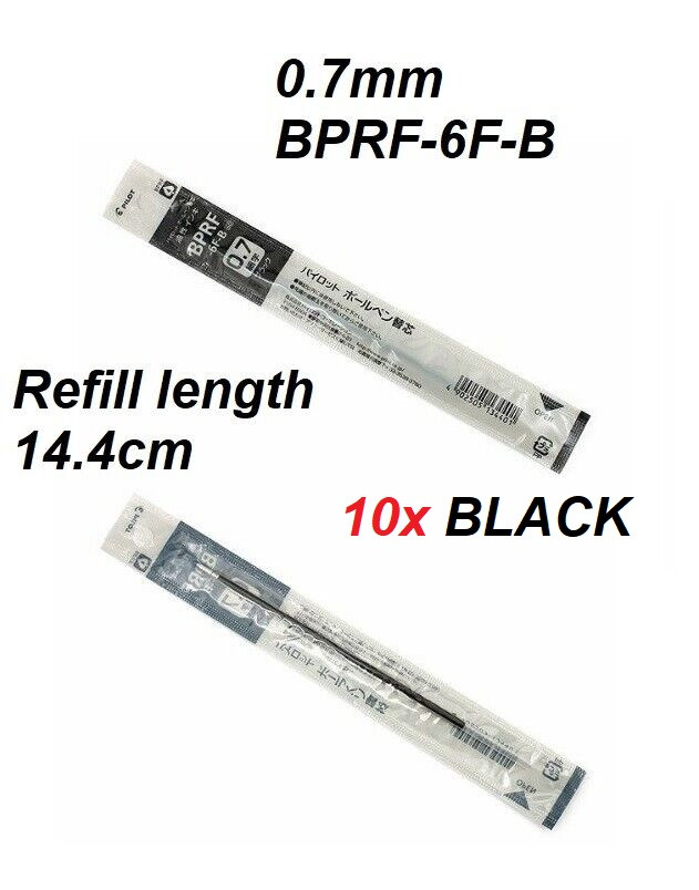 Pilot OPT Pen REFILLS (BPRF-6F) 0.7mm - 10x BLACK