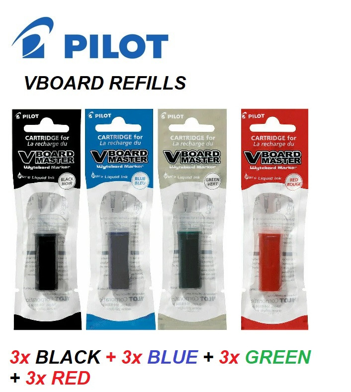 Pilot V Board Master Whiteboard REFILL Cartridge Mix 4 colour dozen