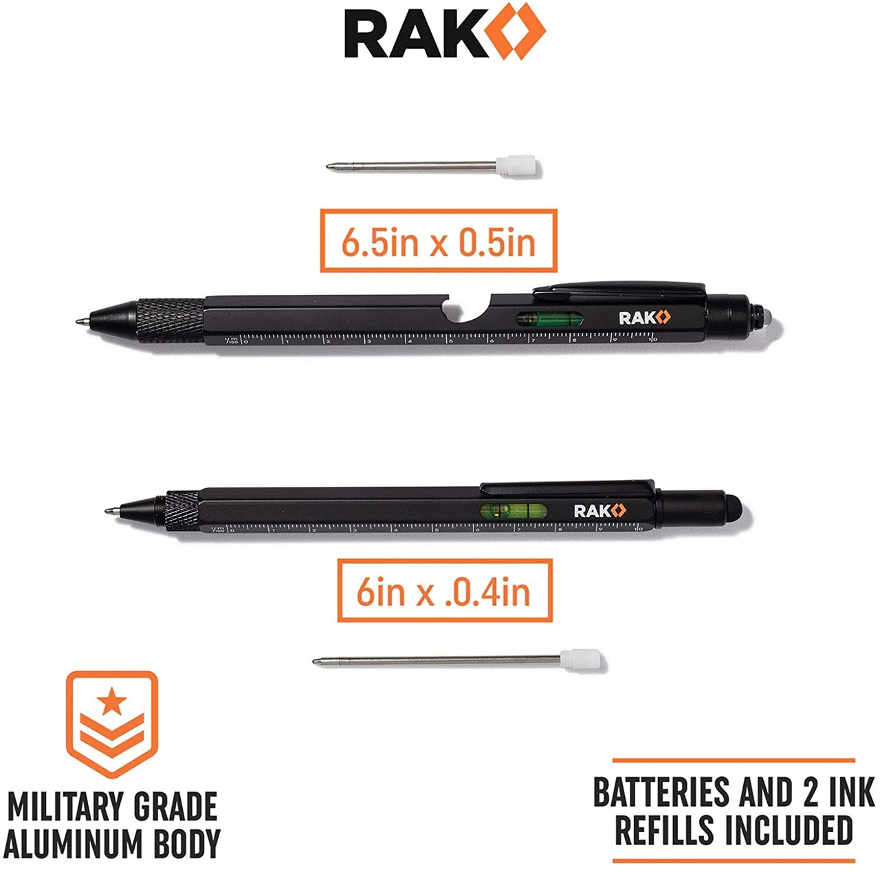 RAK Multitool Pen 2-Pack - Multi-Tool Pens with LED Light, Flathead ...