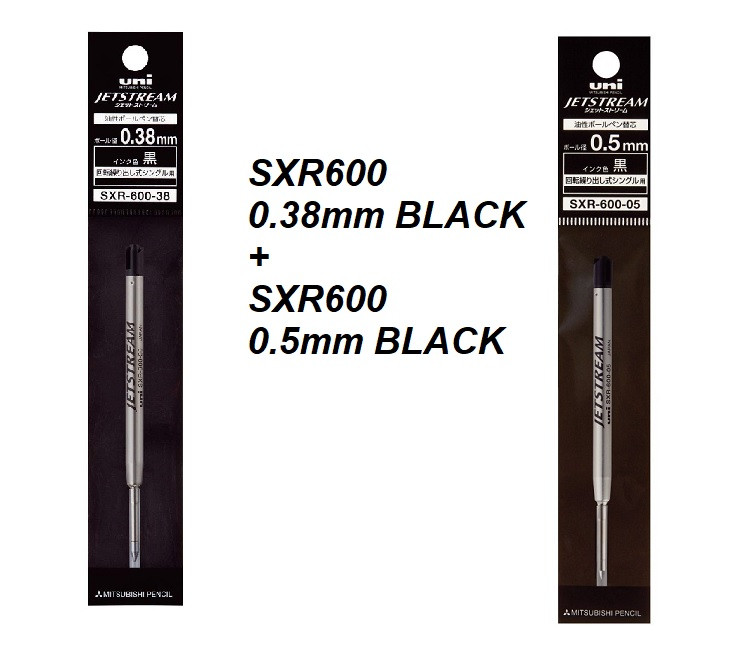 Uniball JETSTREAM PRIME SXR600 REFILLS 0.38mm + 0.5mm BLACK