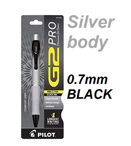 Pilot G2 Pro Premium Retractable Gel ink Pen 0.7mm Silver