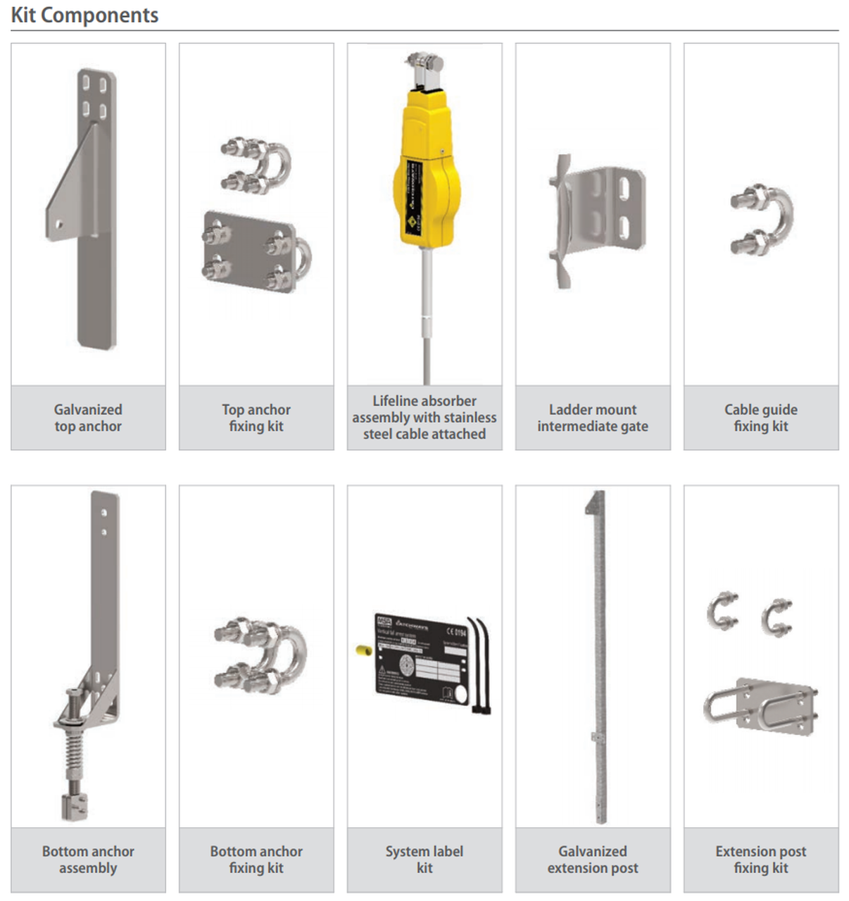 MSA Latchways 30906-00 Vertical Ladder Complete Kit, 60 ft Length ...