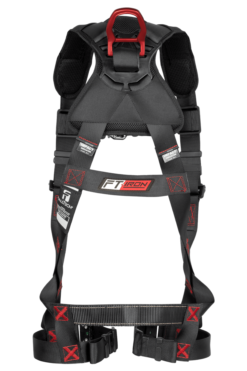 FallTech 8141B FT-Iron 1D Standard Non-Belted Full Body Harness, Quick Connect Buckle Leg ...