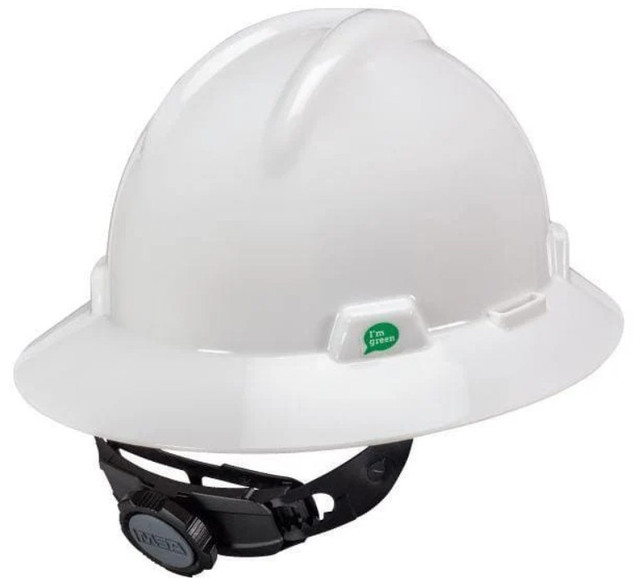 MSA V-Gard Full-Brim Hard Hat | Fas-Trac III Ratchet Suspension