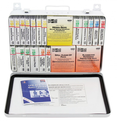Pac-Kit Safety 36 Unit First Aid Kit With BBP And CPR, Metal Case ...