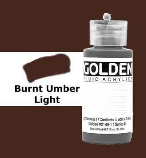 Golden Artist Colors Fluid Acrylic: 1oz Burnt Umber Light - Wet Paint ...