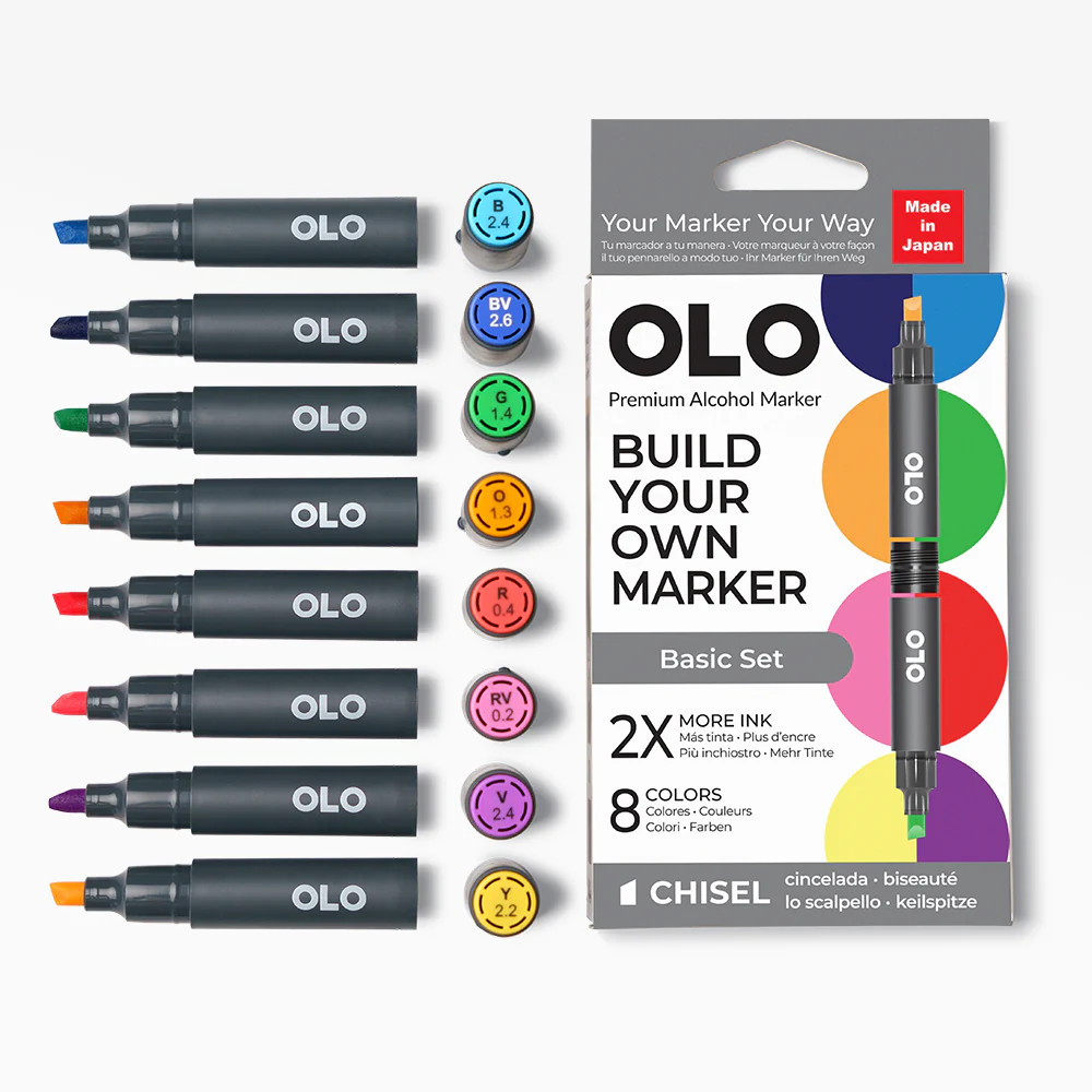 OLO Marker Basic 8pc Chisel Set - Wet Paint Artists' Materials and Framing