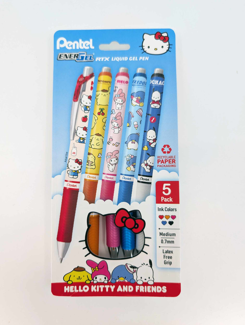 Pentel EnerGel Gel Pens Hello Kitty 5 Pack Medium Set 1 - Wet Paint ...