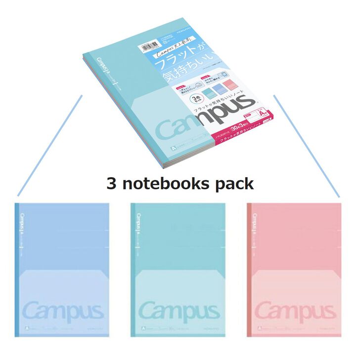 Kokuyo Campus Notebooks B5 Flat 80 Sheet Lined 3 Pack - Wet Paint ...