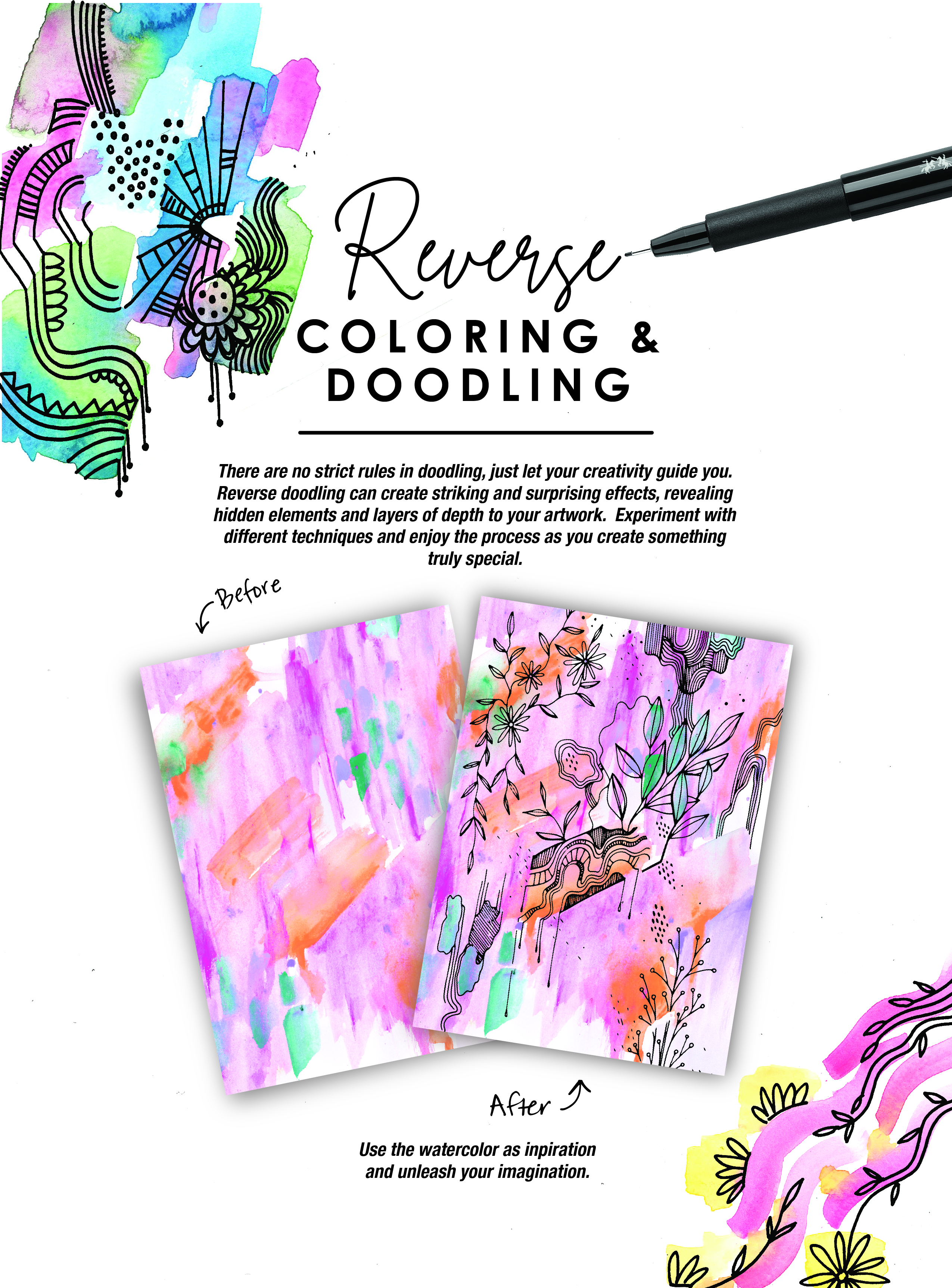 Faber-Castell Creative Studio Reverse Coloring and Doodling Book Bright ...