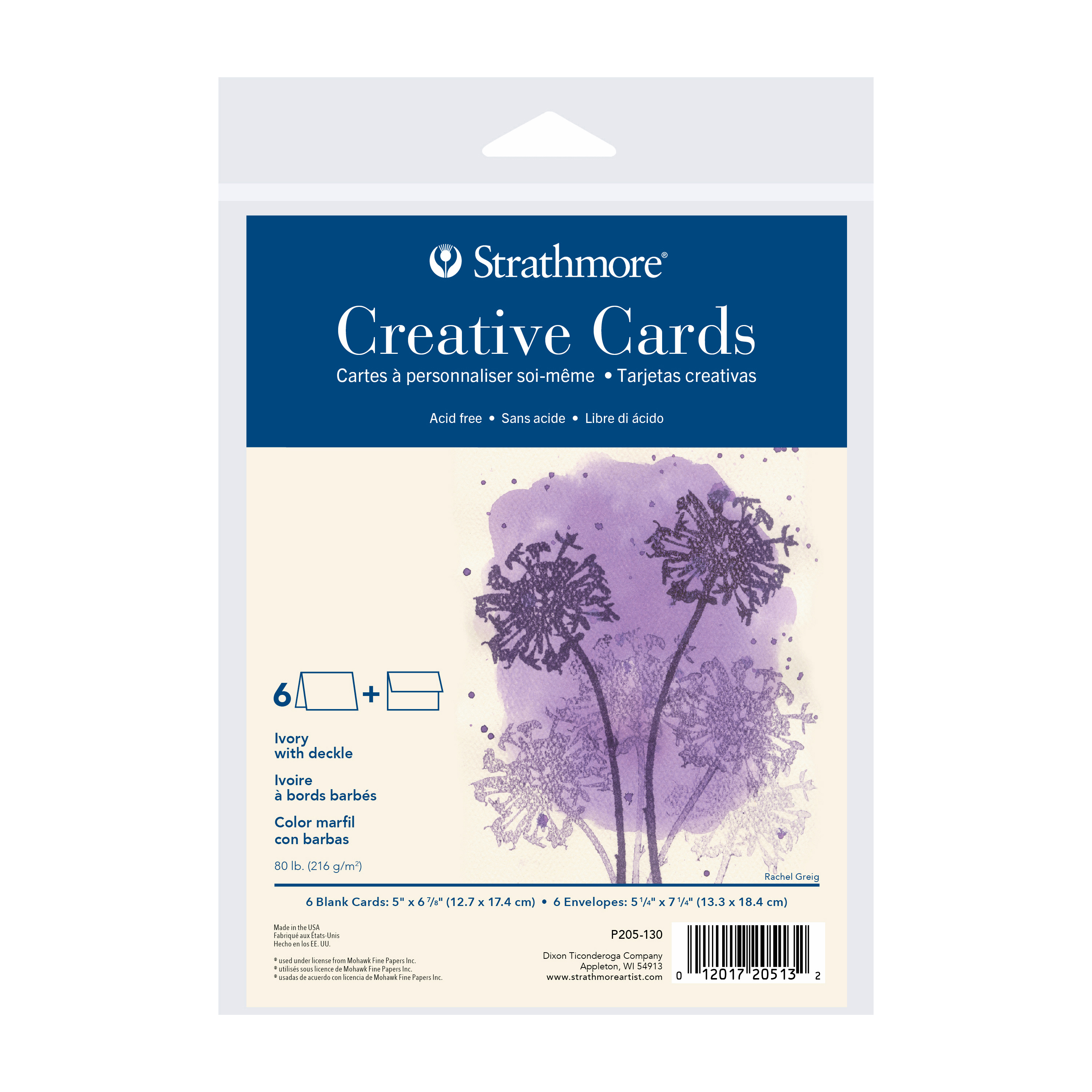 Strathmore Creative Cards Ivory Deckle 5x7" 6 Pack - Wet Paint Artists ...